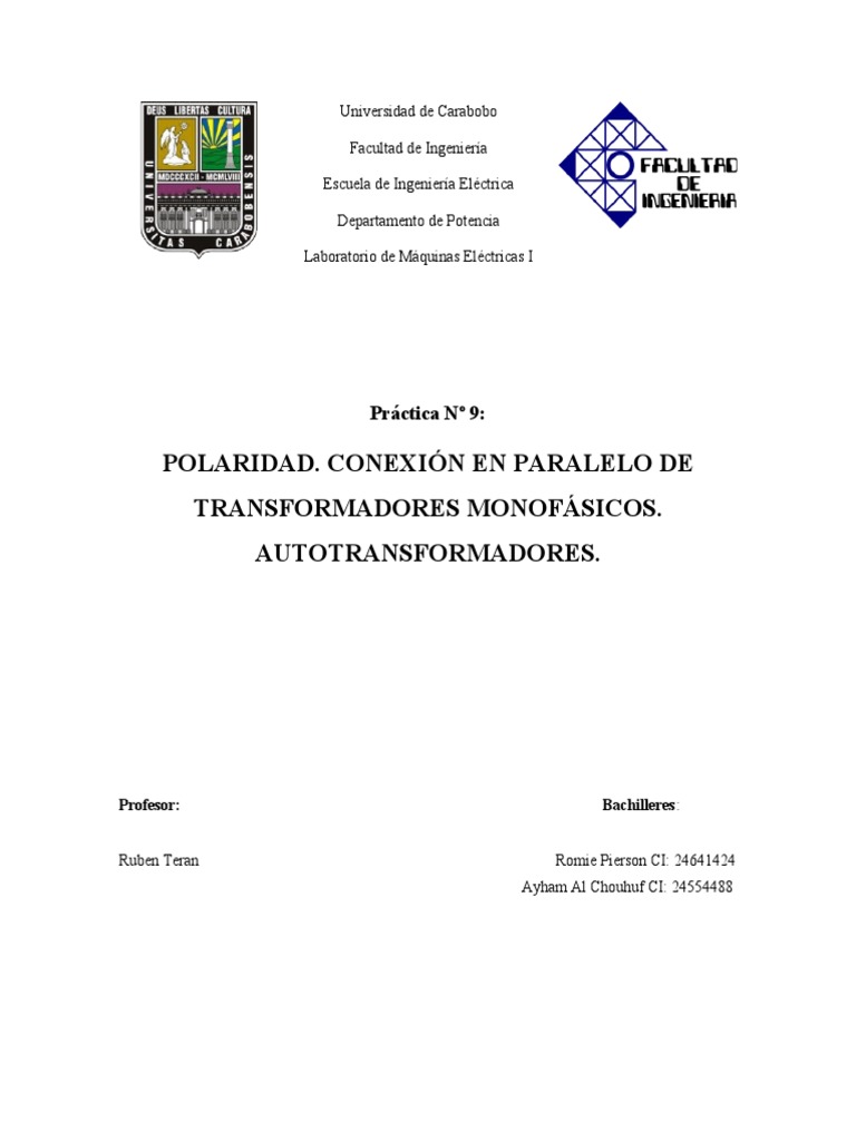 Practica IX | PDF | Transformador | voltaje