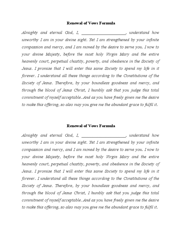 A Prayer for Renewing Vows of Chastity, Poverty, and Obedience to the ...