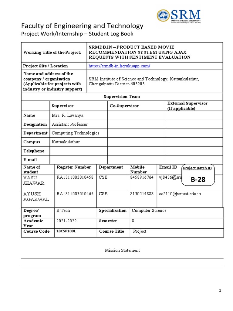 B28 - Project Log Book | PDF | Ajax (Programming) | World Wide Web