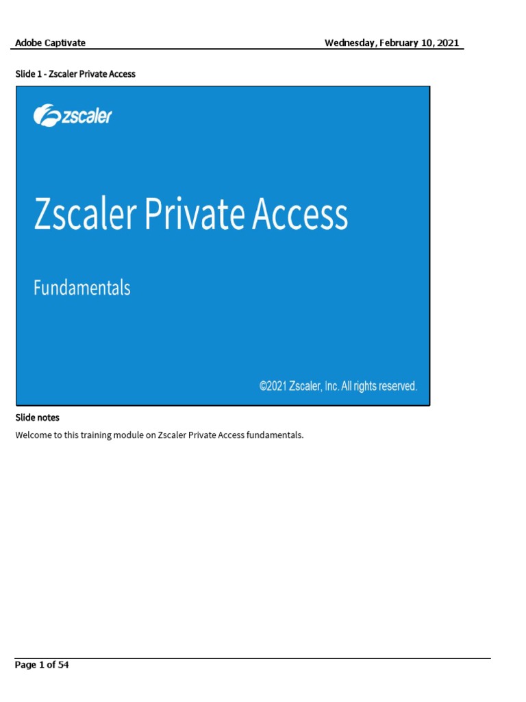 Zscaler Private Access Training | PDF | Computer Network | Virtual Private Network