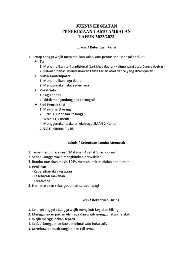 Juknis Kegiatan Penerimaan Tamu Ambalan Tahun 2022 2023-1 | PDF