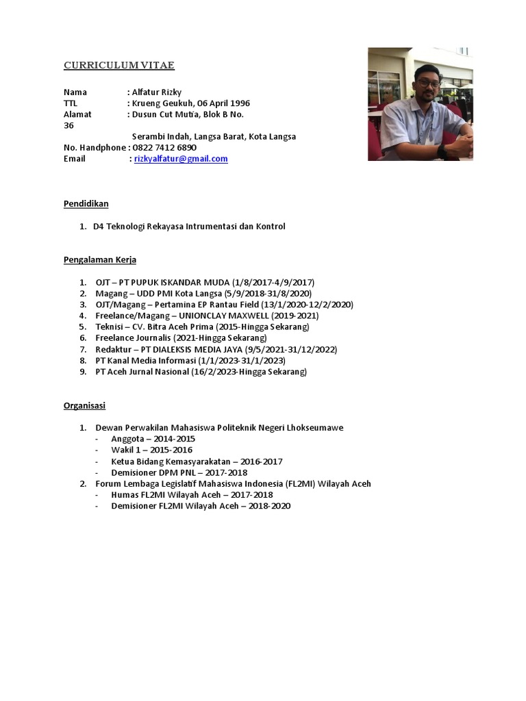 CV ALFATUR RIZKY Terbaru | PDF | Seni