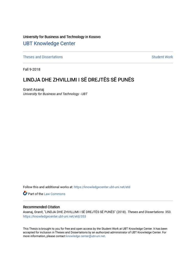 Lindja Dhe Zhvillimi I Së Drejtës Së Punës PDF | PDF