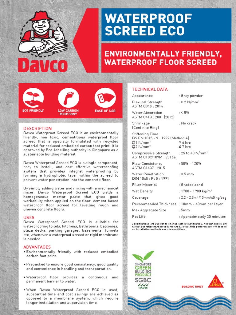 Davco Waterproof Screed ECO | PDF