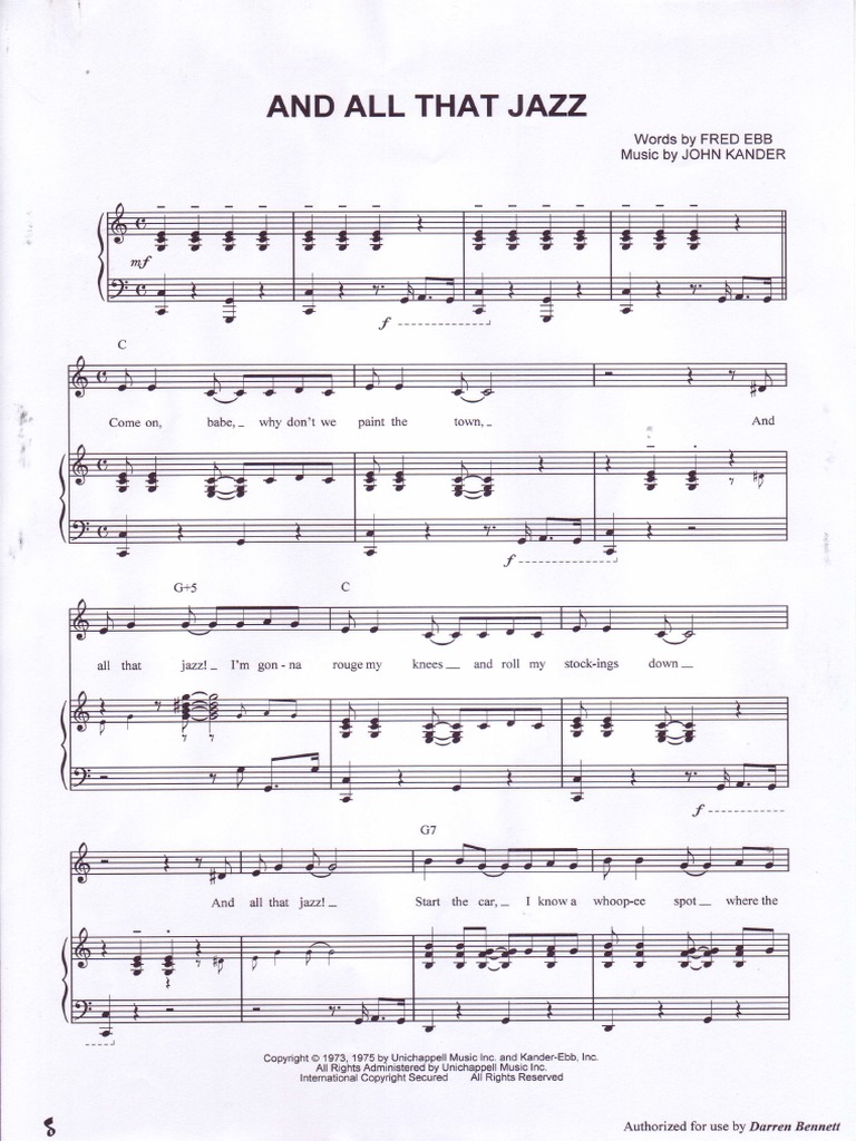 All That Jazz (Sheet Music) | PDF