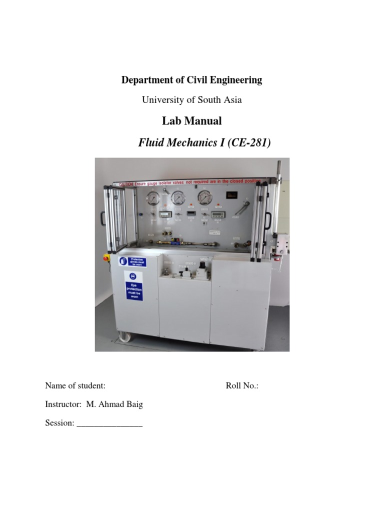 Fluid Mechanics Lab Manual CE-281 | PDF | Buoyancy | Classical Mechanics