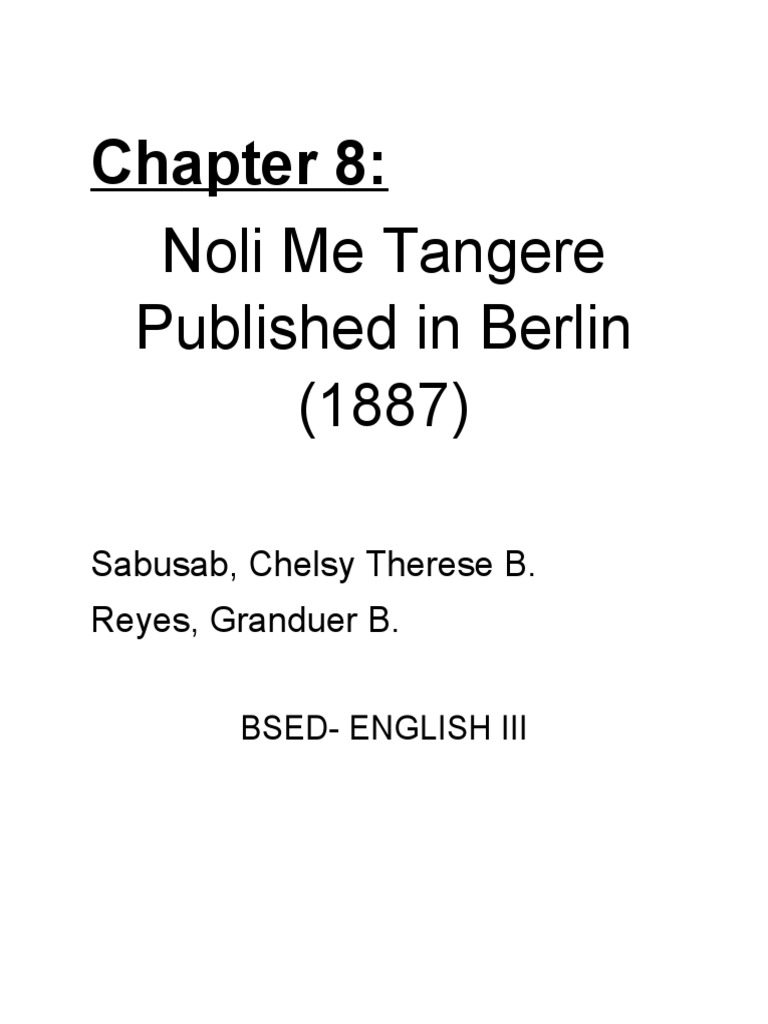 Chapter 8 Noli Me Tangere | PDF | Philippines