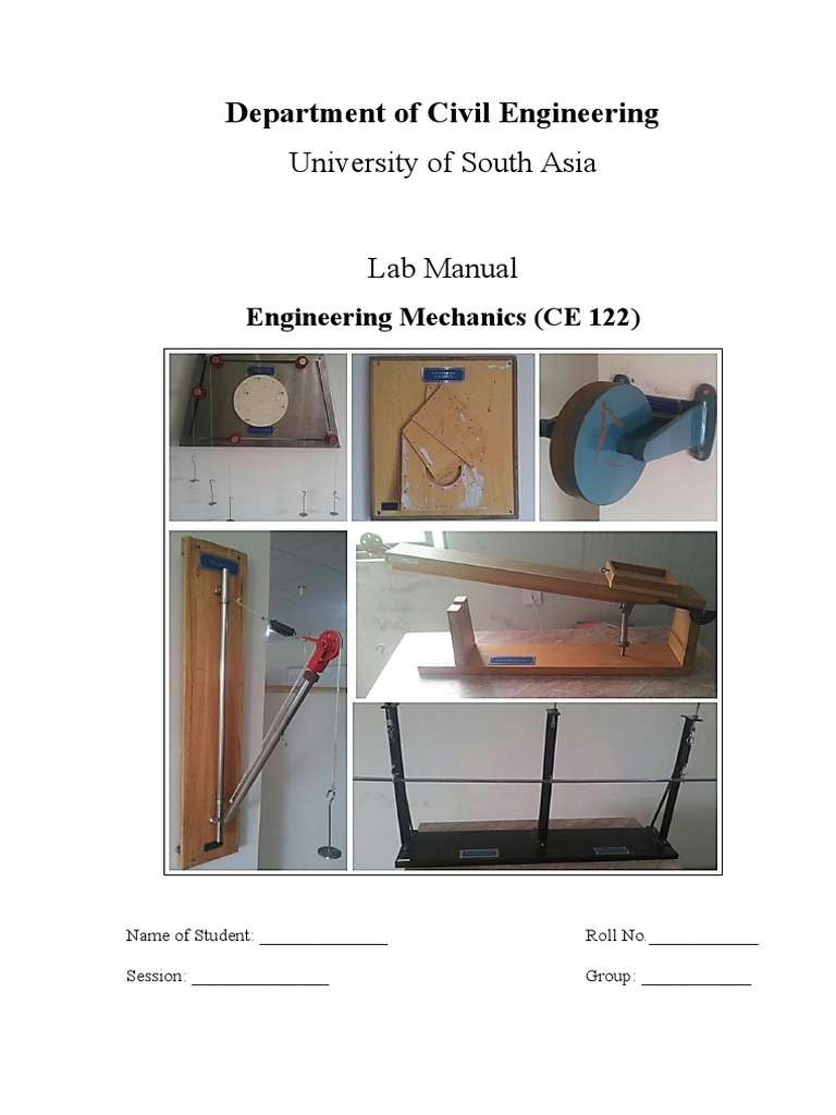 Engineering Mechanics Lab Manual - Final | PDF | Crane (Machine) | Friction