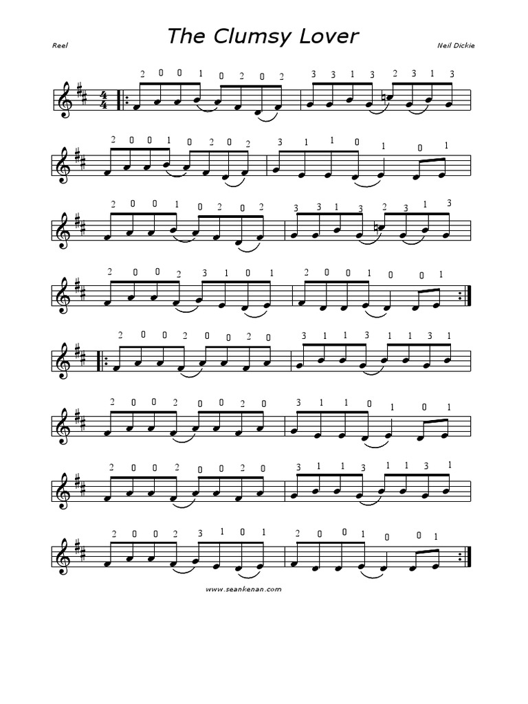 Clumsy Lover Reel Sheet Music | PDF