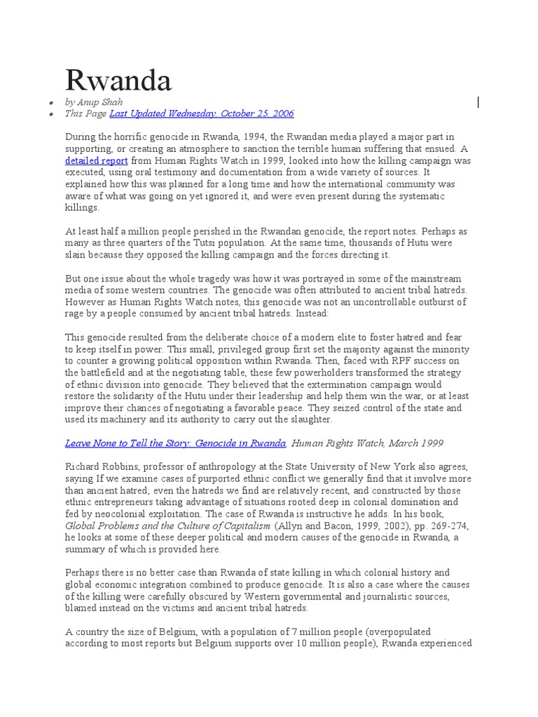 Rwanda Article | PDF | Hutu | Rwandan Genocide