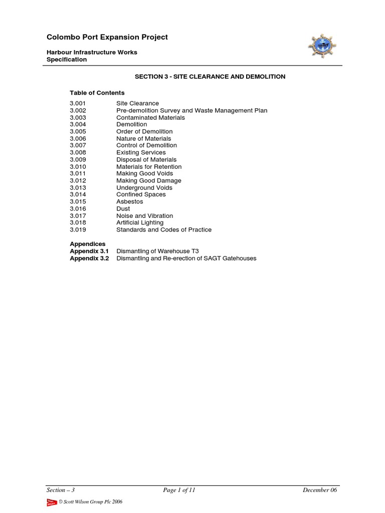 Section 03 Site Clearance N Demolition PDF | PDF