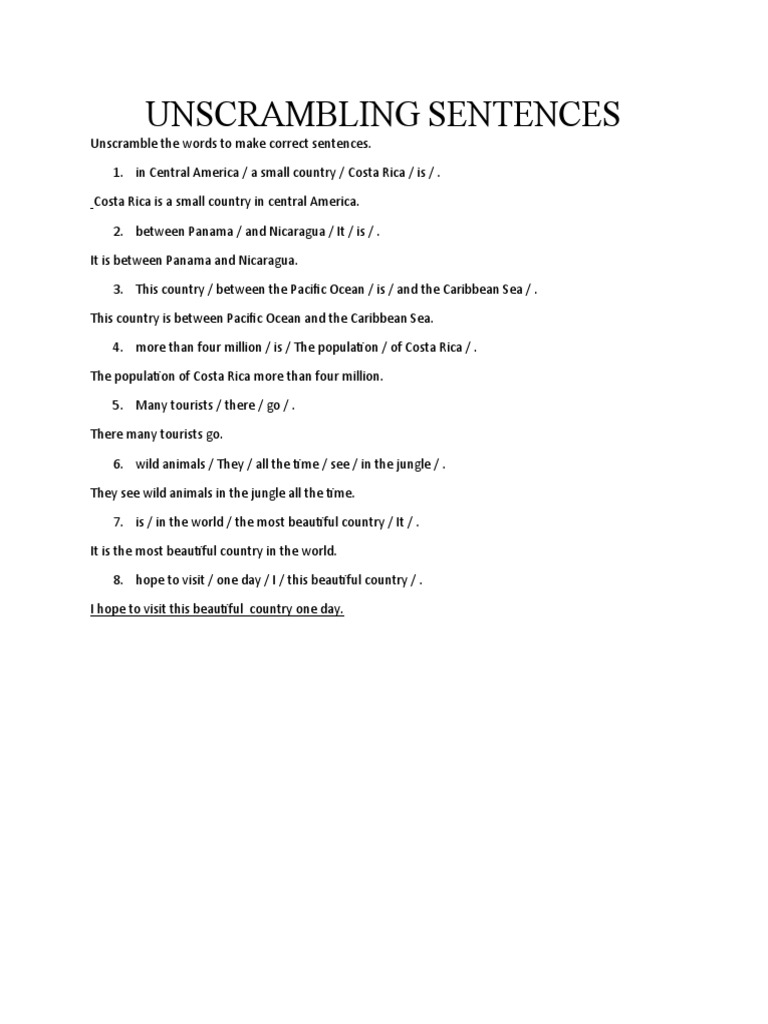 Unscrambling Sentences | PDF