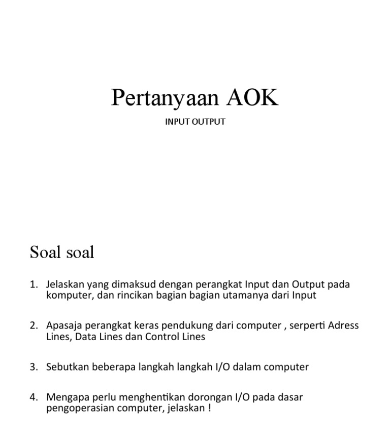Pertanyaan 6 AOK-Input Output | PDF