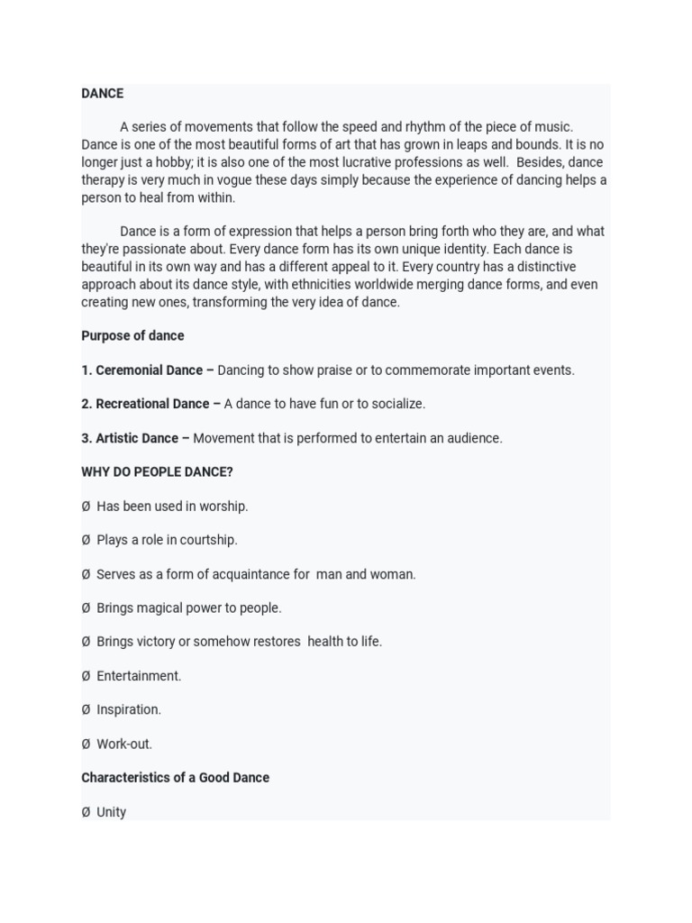 DANCE | PDF | Dances | Rhythm