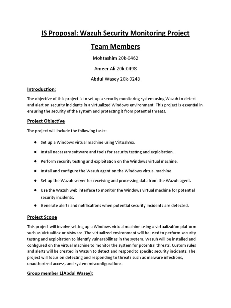 Wazuh Security Monitoring Proposal | PDF | Security | Computer Security