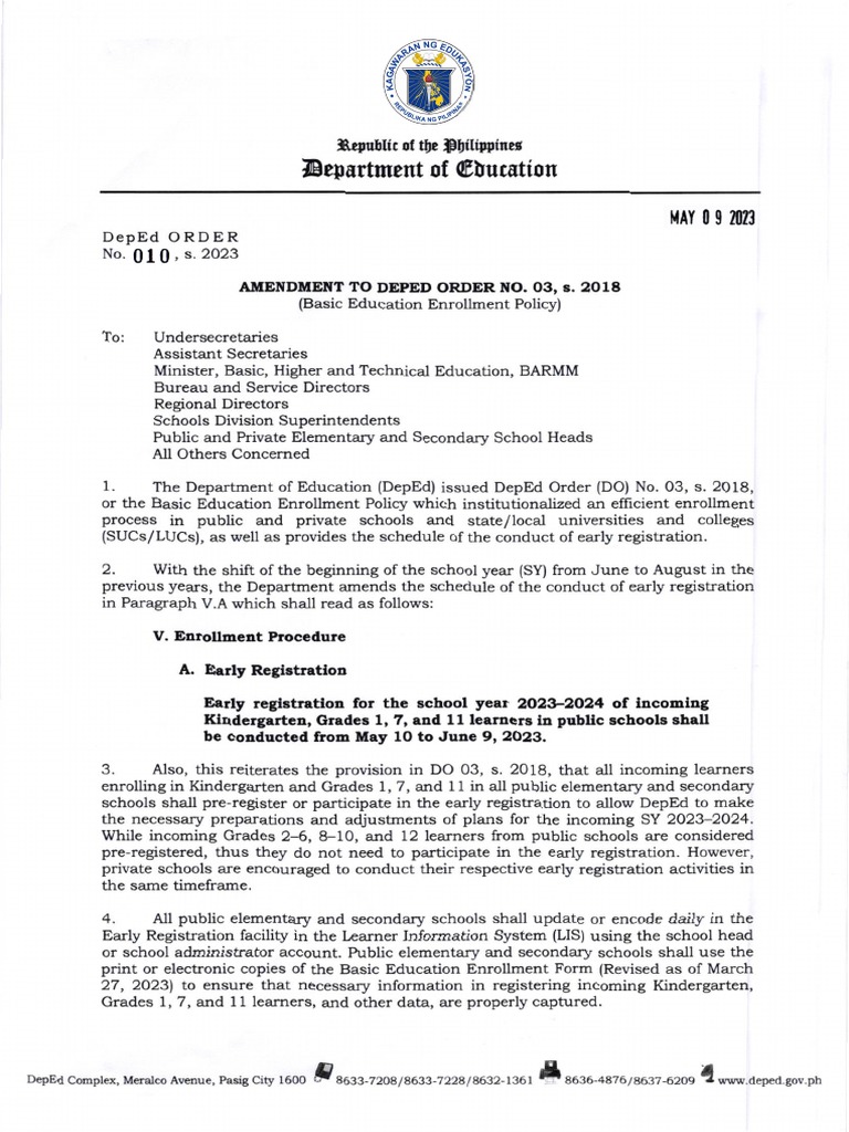 DO s2023 010-Early-Registration PDF | PDF | Social Institutions | Government