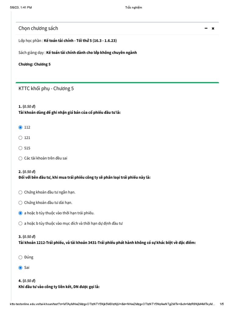 Trắc nghiệm c5 Tra | PDF
