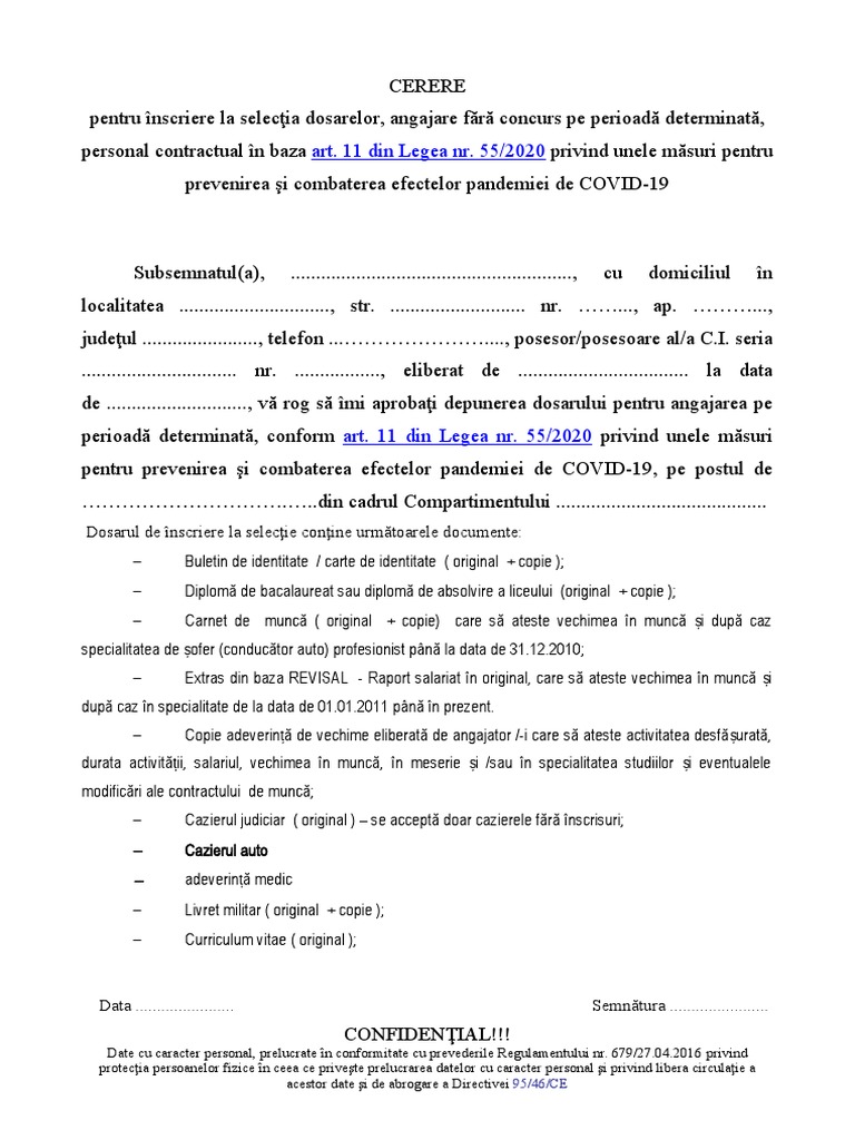 Cerere Angajare | PDF