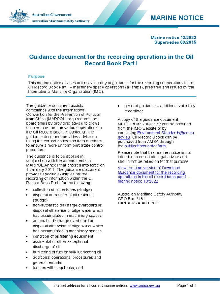 Marine Notice 13 2022 Guidance Document For The Recording Operations in ...
