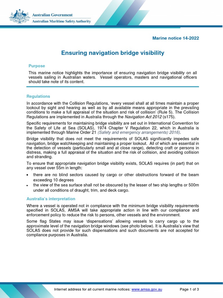 Marine Notice 14 2022 Ensuring Navigation Bridge Visibility | PDF ...