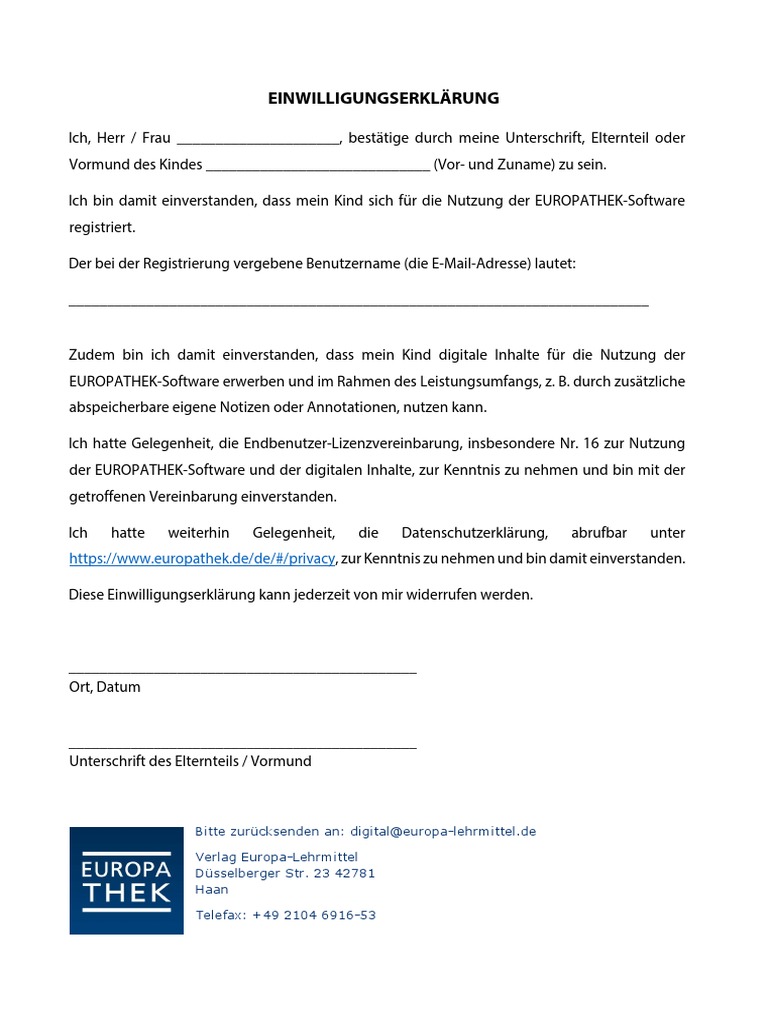 Einwilligungserklärung | PDF