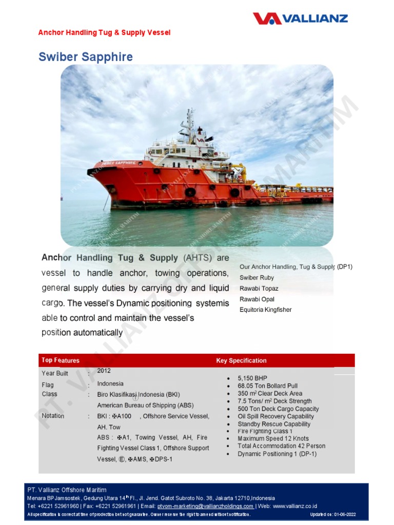 Swiber Sapphire New | PDF | Tonnage | Propeller