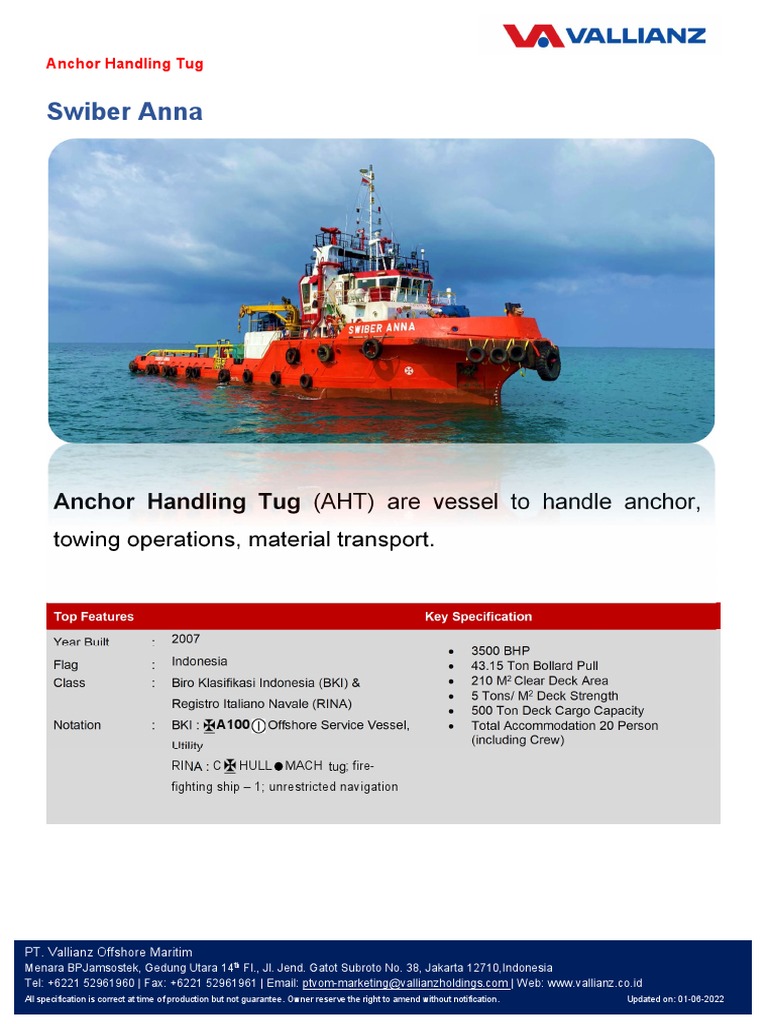 Detailed Technical Specifications and Features of the 2007-Built Anchor ...