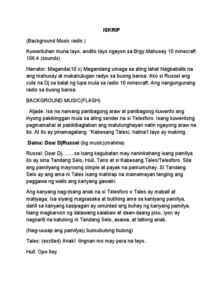 ISKRIP-DULANG-PANRADYO (1) | PDF