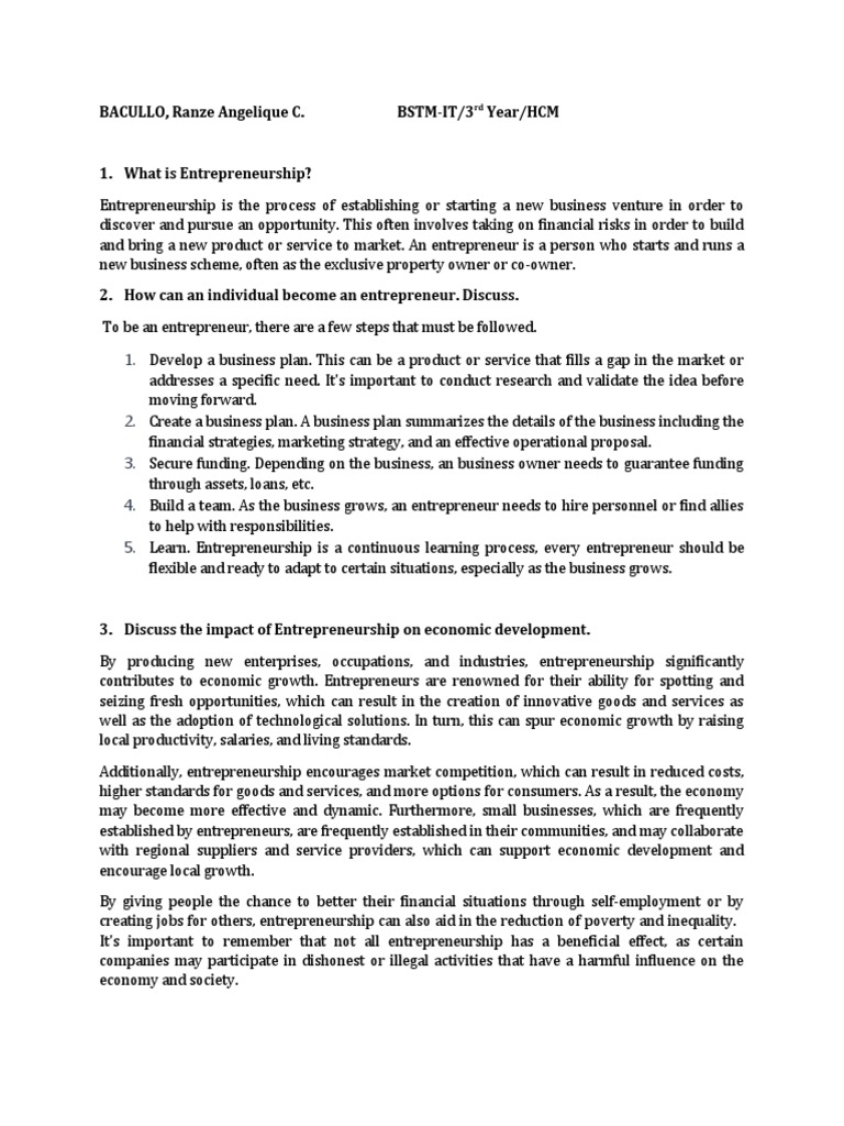 Bacullo - THC 109 | PDF | Entrepreneurship | Economic Growth