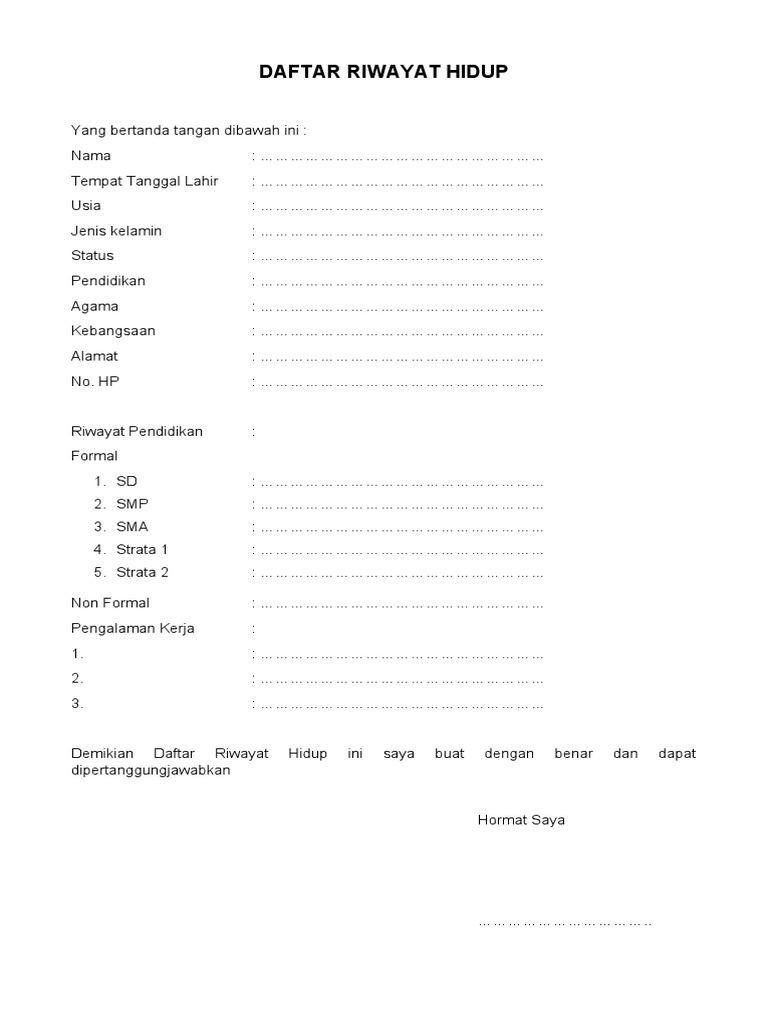 DAFTAR RIWAYAT HIDUP.docx | PDF