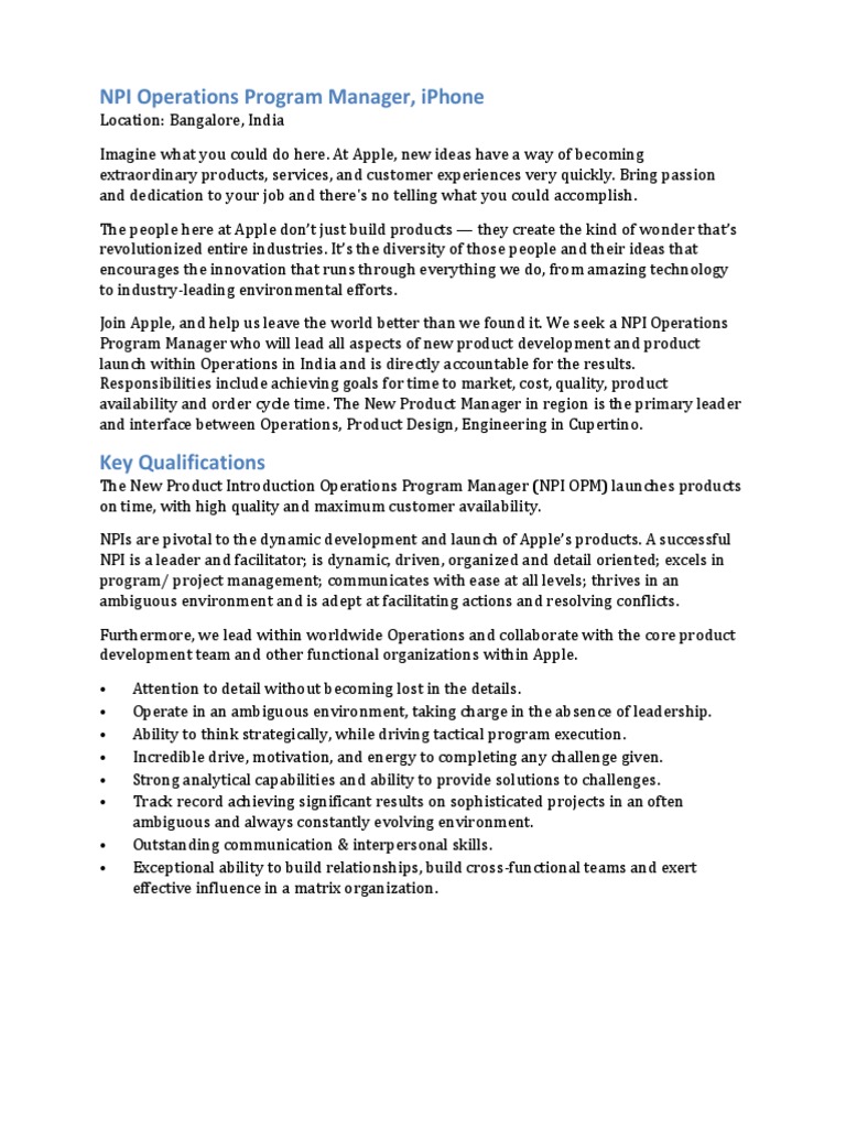 Apple Product Manager | PDF | Supply Chain | Apple Inc.