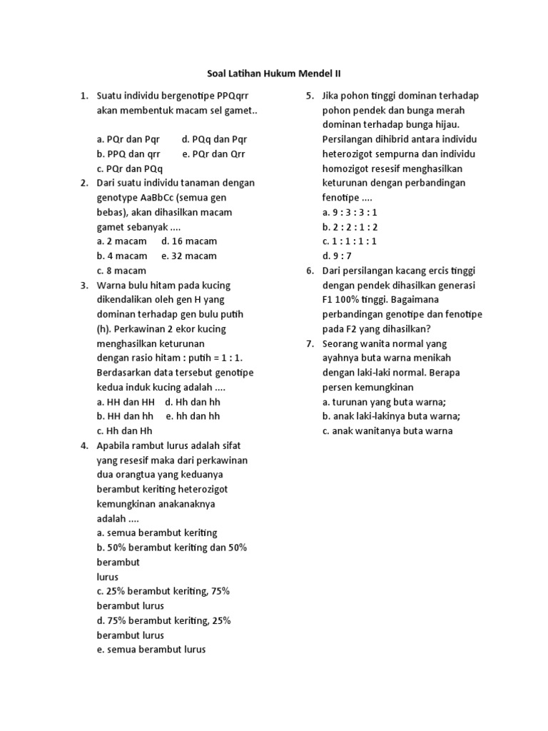 Soal Latihan Hukum Mendel II | PDF