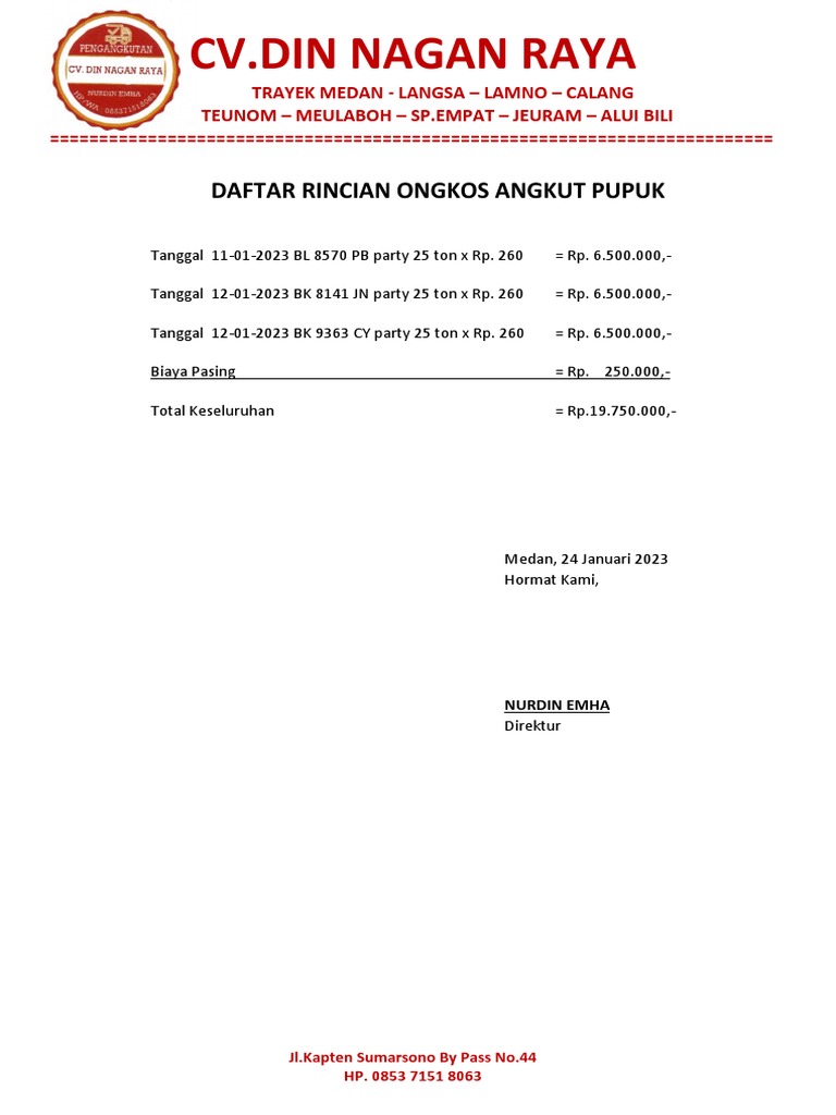Surat Keterangan CV Nadin | PDF