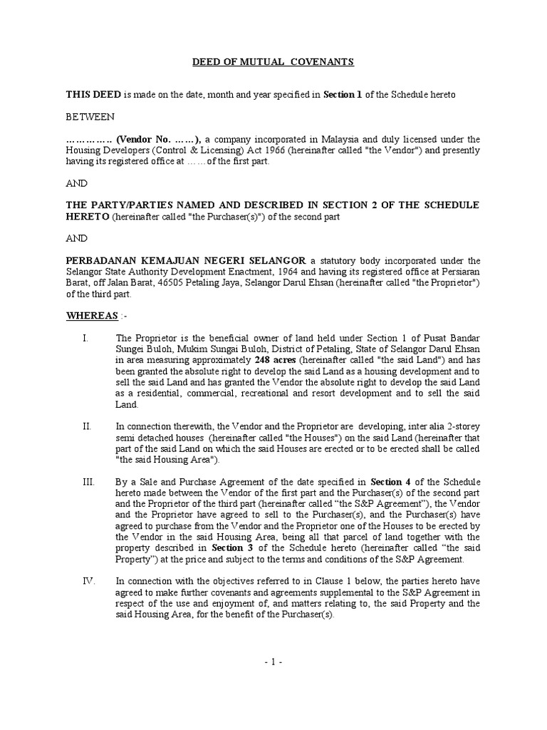 Deed of Mutual Covenants Overview | PDF | Lease | Breach Of Contract