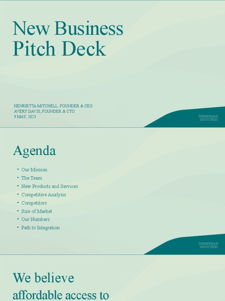Green Abstract Curve New Business Pitch Deck Presentation | PDF | Business