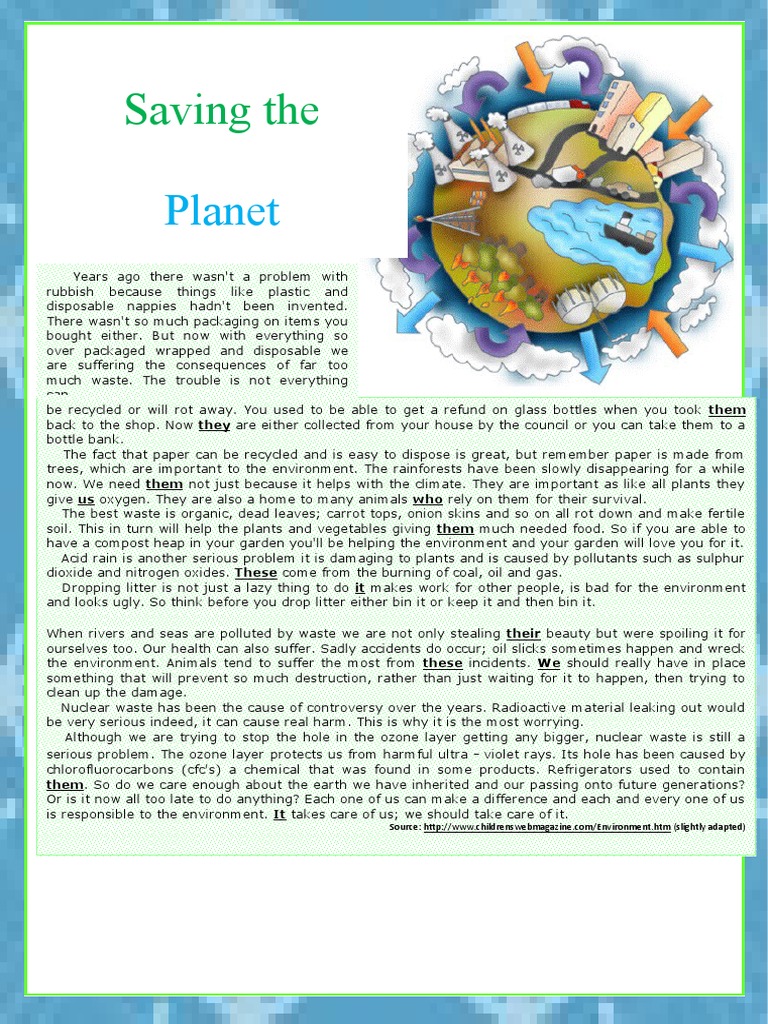 Saving The Planet Reading Comprehension Exercises - 6150 | PDF | Waste | Natural Environment
