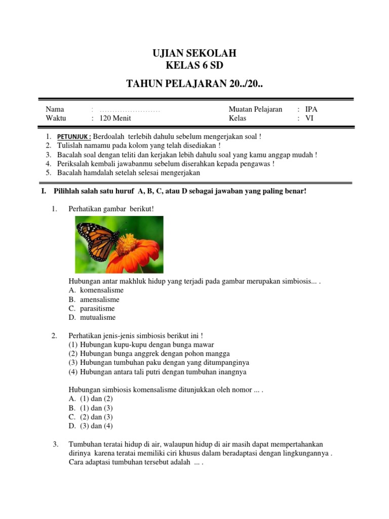 Soal US Kelas 6 SD - IPA | PDF
