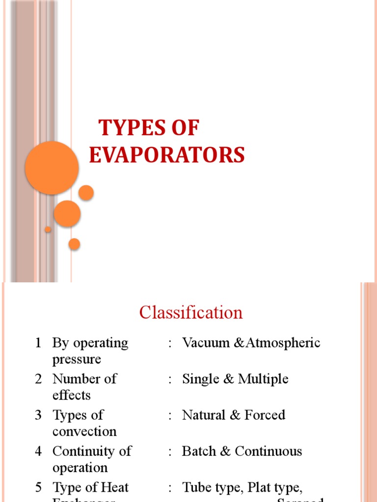 Types and Classifications of Evaporators | PDF | Liquids | Chemical ...