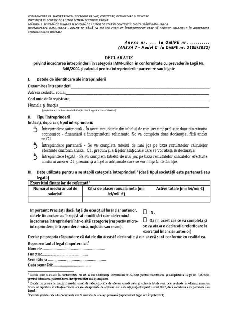 3.model C - Declaratie - IMM (OMIPE - 217) | PDF
