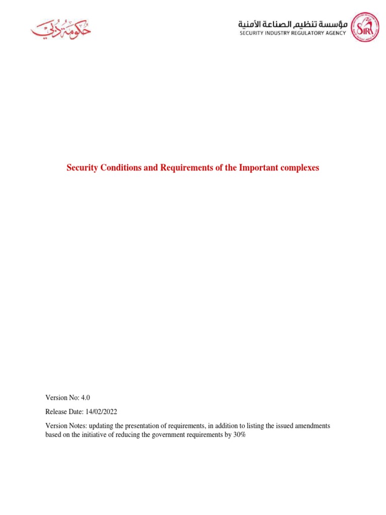 Security Conditions and Requirements of The Important Complexes by SIRA ...