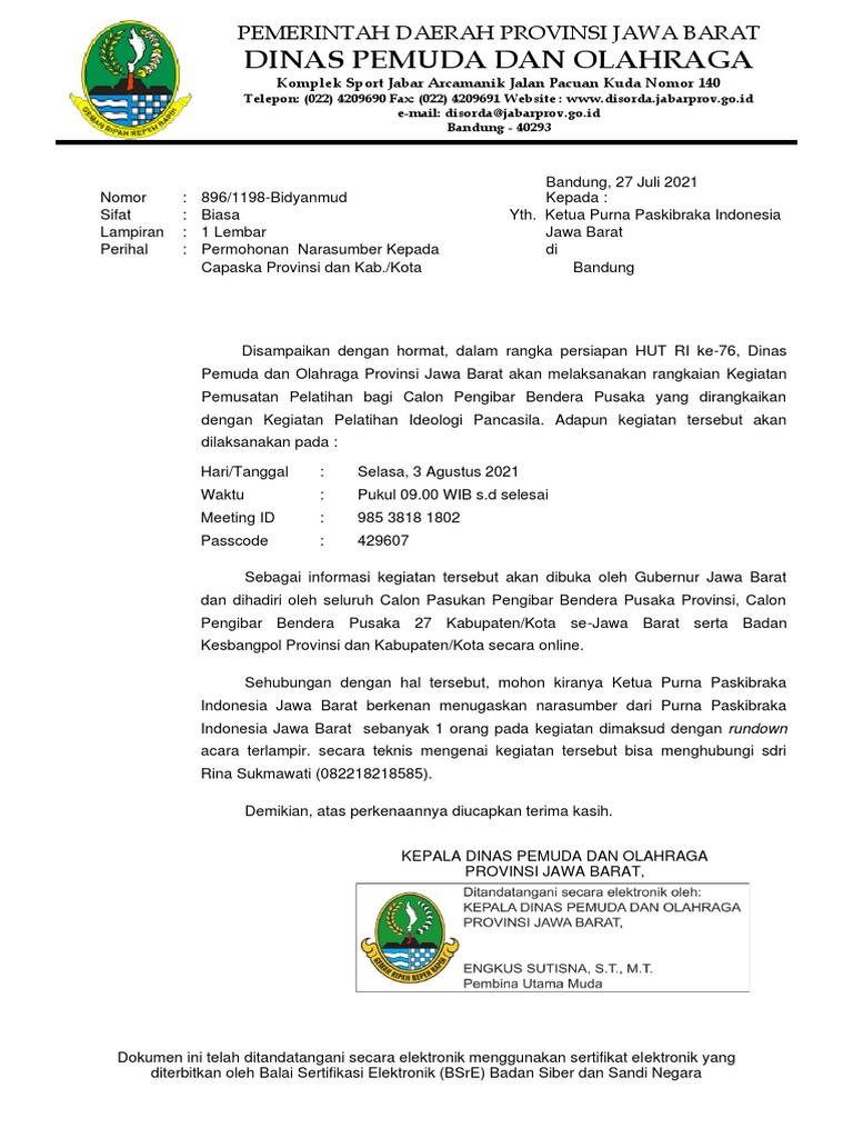 Surat Permohonan Narasumber (PPI) PDF | PDF