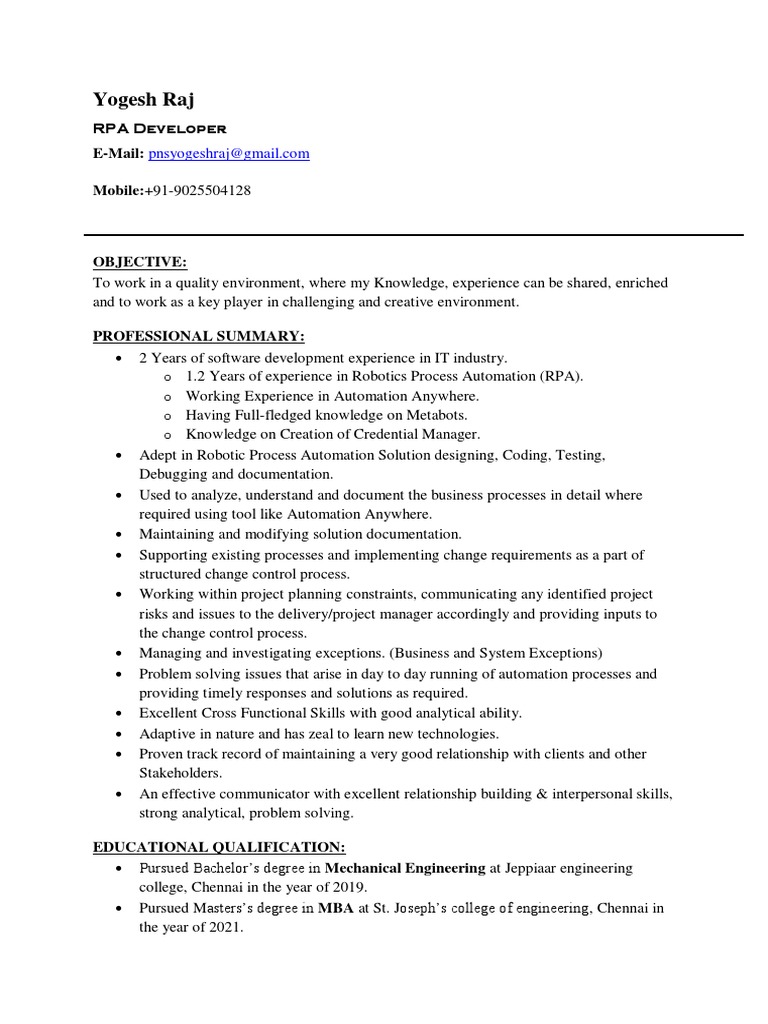 Yogesh Raj (Sample) PDF | Download Free PDF | Java (Programming Language) | Systems Engineering