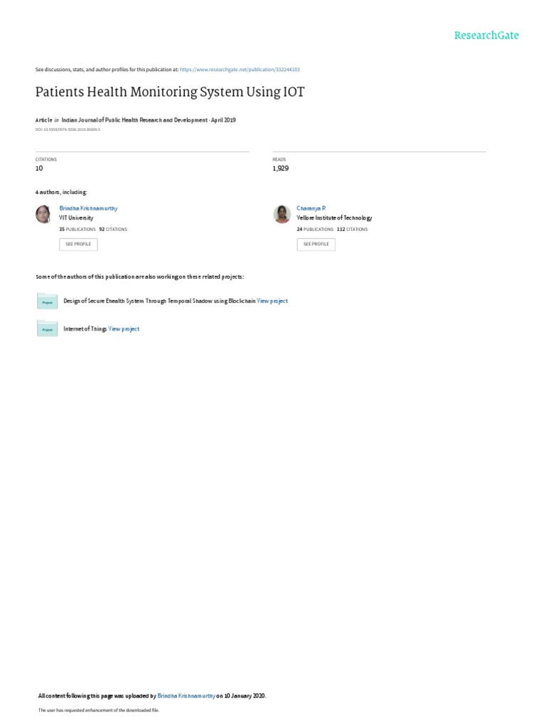 Patient Health Monitoring System Using IOT | PDF