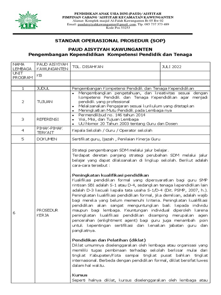 Sop PTK | PDF | Karier & Perkembangan