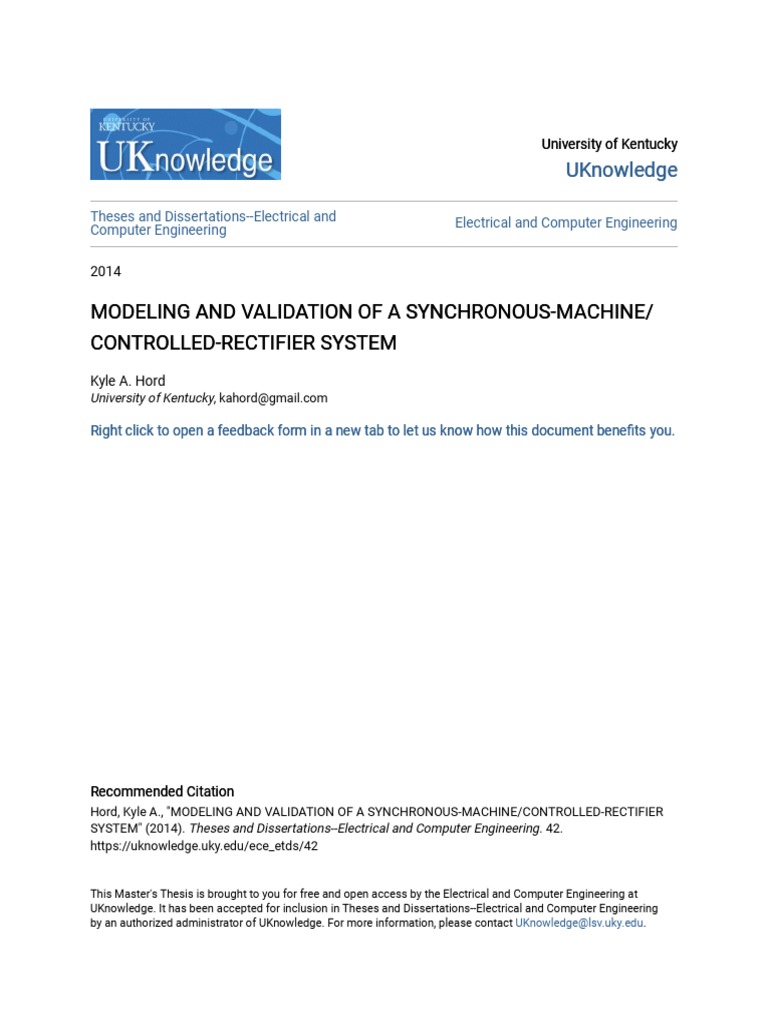 Modeling and Validation of A Synchronous-Machine - Controlled-Recti | PDF