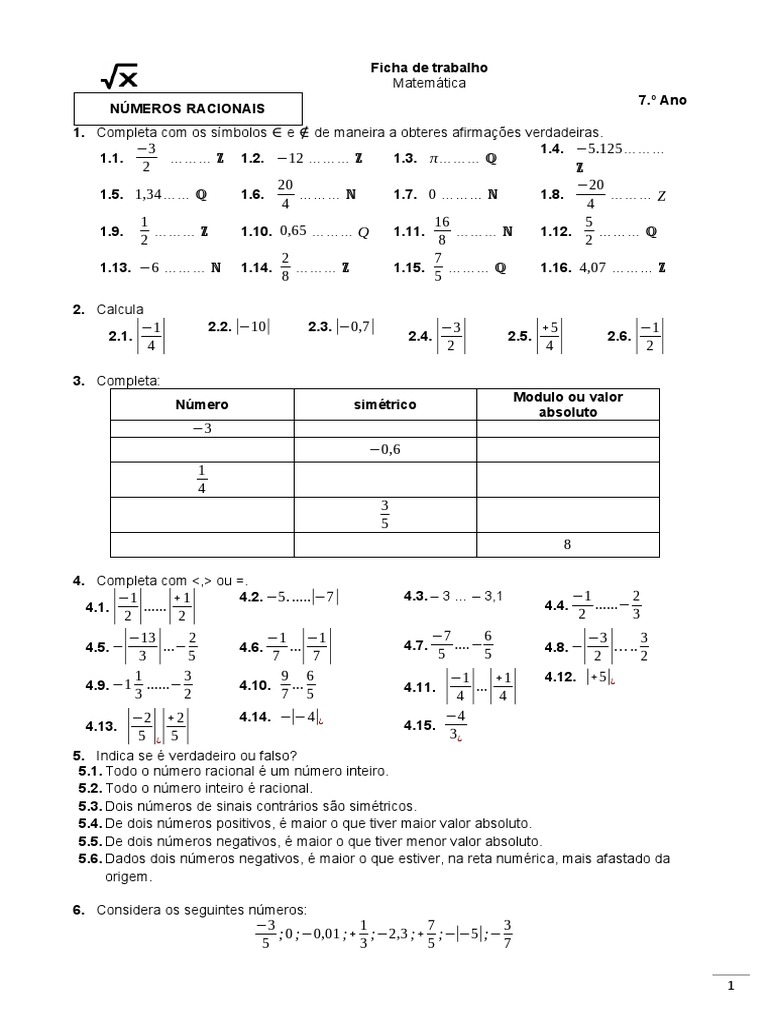 02 Numeros Racionais | PDF