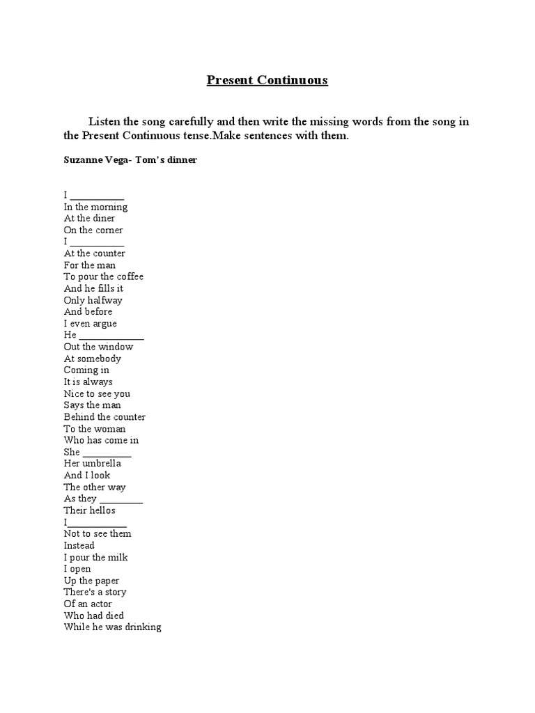 Present Continuous Tense | PDF