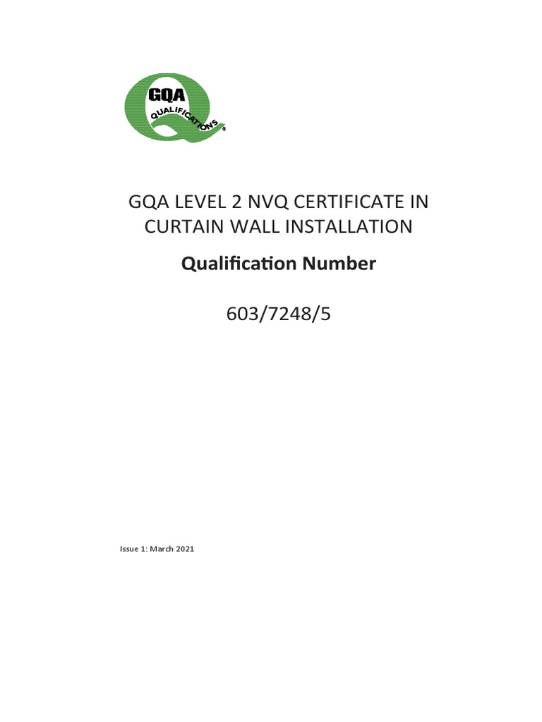 Gqa Level 2 NVQ Certificate in Curtain Wall Installation | PDF ...