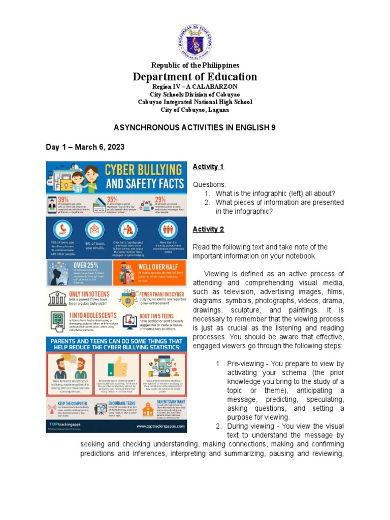 Asynchronous Activities in English 9 | PDF | Infographics | Genre