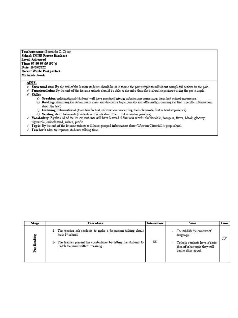 Reading Lesson WINSTON CHURCHILL S PREP SCHOOL | PDF | Reading Comprehension | Education Theory